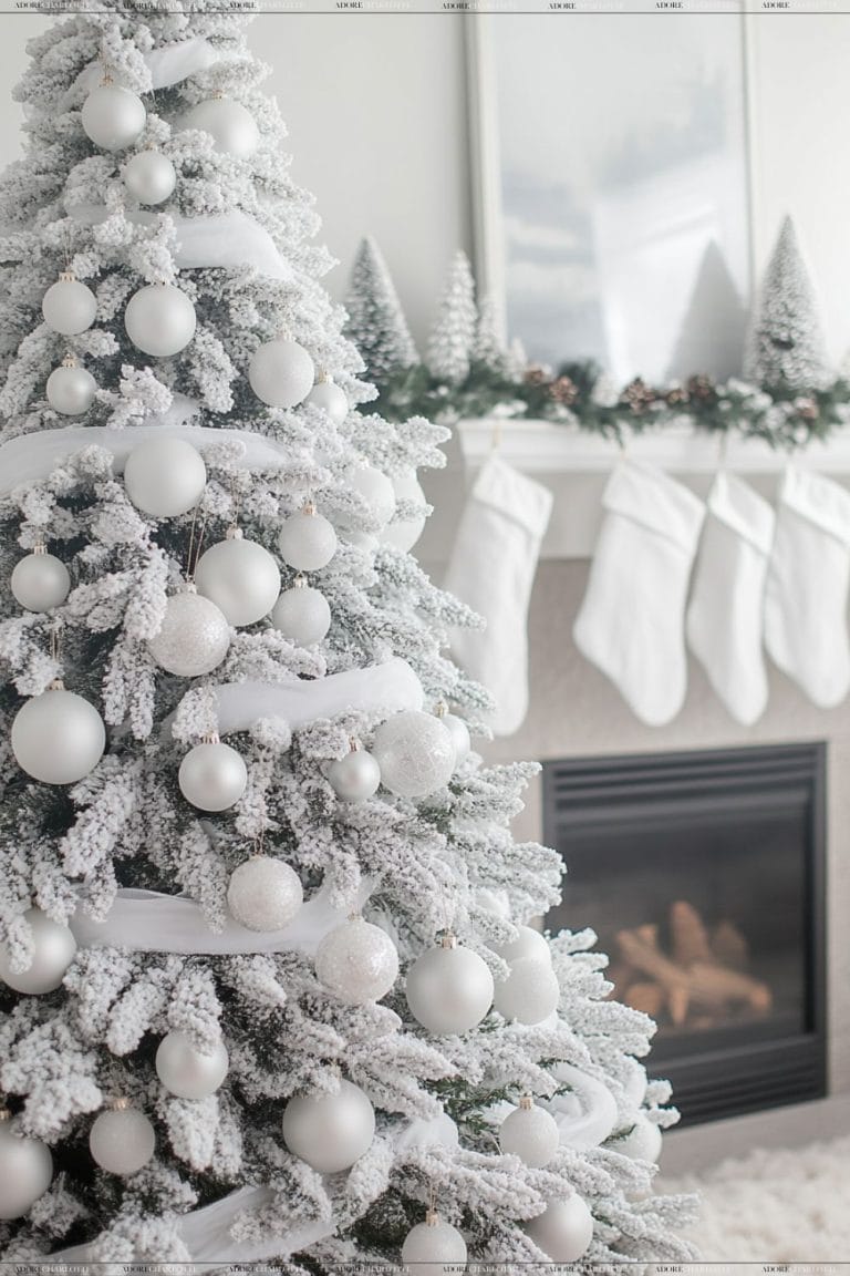 Snow Flocked Fir Christmas Tree Review & Decoration Ideas - Adore Charlotte